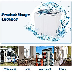 GRAVFORCE Portable Washing Machine, Mini Twin Tub Washer and Dryer Combo, 21lbs Capacity Washer(14.4Lbs) and Spinner(6.6Lbs), w/Built-in Gravity Drain for Camping, Apartments, Dorms, RV’s (Blue)