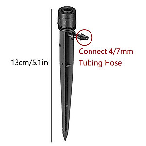 Lxcom Lighting Irrigation Drippers Drip Emitters Micro Spray Adjustable 360 Degree Full Circle Pattern Water Flow Irrigation Drippers Drip System Parts Drip Irrigation, 50 Pack(Black)