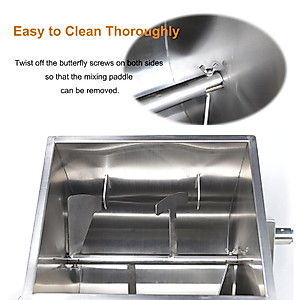 Hakka 45lb/22.5L Manual Meat Mixer, Stainless Steel 30L Tilt Tank Meat Mixer for Sausage (Mixing Max.45lb/22.5L for Meat)