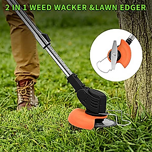 Vagueior Electric Weed Eater,21V Cordless Trimmer, Equipped with 2AH Battery and 3 Blades, is Suitable for Yard Lawn Trimming. (2 Battery, Black)