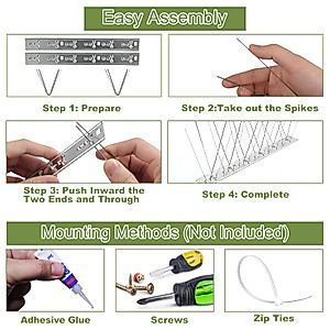 Kungfu Mall Spikes: 4.9ft Anti Spikes for Outside, Nest Preventer, Fence Spikes, Stainless Steel Spikes for Window Wall 6PCS