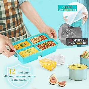 Silicone Freezer Trays With Lid - Silicone Soup Freezer Molds, Soup Freezer Containers For Freezing & Storing Soup, Sauce, Broth, and Leftovers - 1 cup silicone freezer molds - 2 Pack