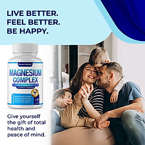 Magnesium Complex 7 Elemental Magnesium Supplement 1000mg – Magnesium Glycinate, Citrate, Malate, Taurate, Oxide, Aspartate, Orotate Non-GMO 90 Capsules