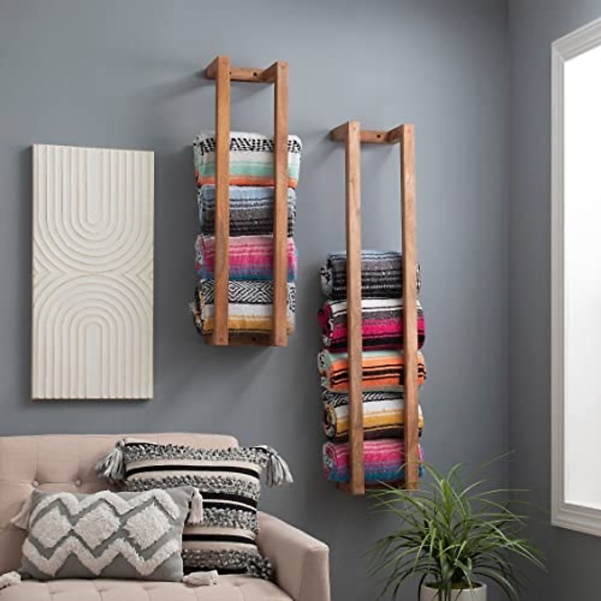 Linon Twombly Wooden Wall Mount Towel Rack (Set of 2) White