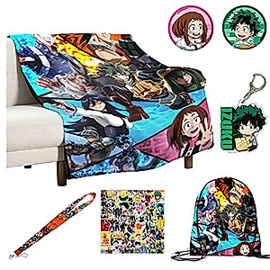 Anime My Hero Cartoon Throw Academia Blanket Flannel Soft Cozy Warm Lightweight Blankets for Travelling Camping Living Room Sofa Bedroom Decor Gifts (My Hero Academia Blanket, 60in*80in)