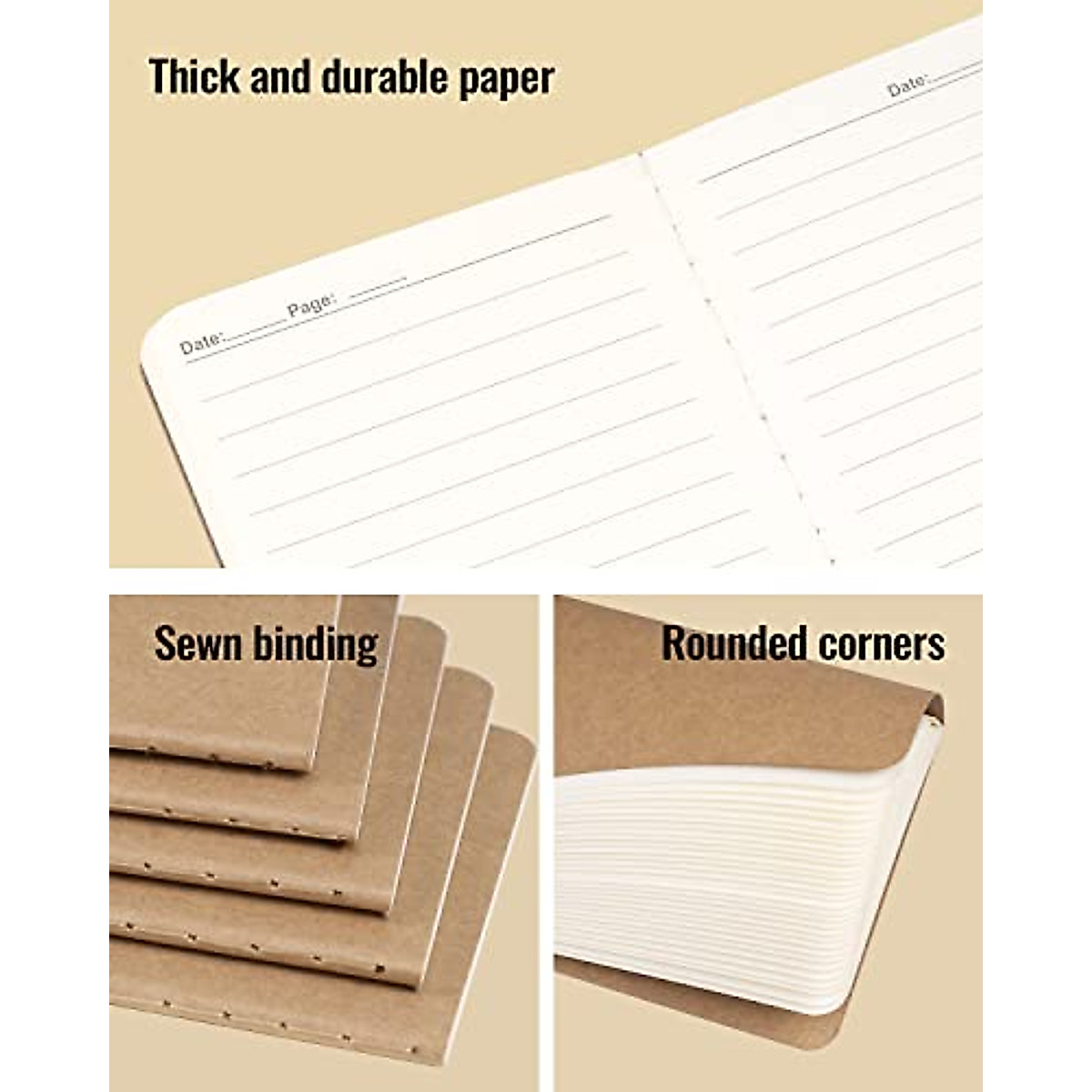 WeLiu Pocket Notebook Mini 8 Pack Notebooks 3.5 x 5.5 Inches Lined Small Journal Memo Notepad