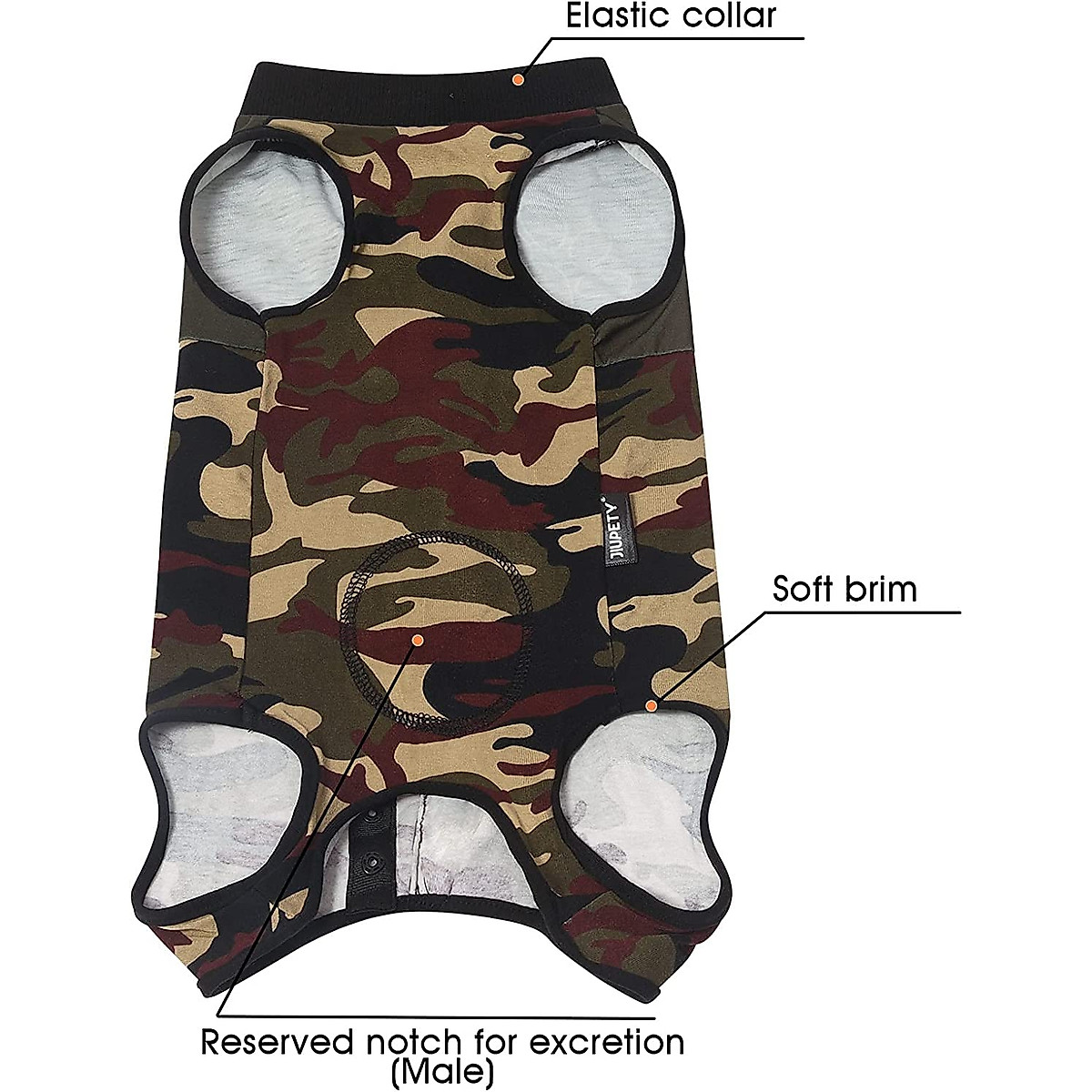 Jiupety Dog Surgical Recovery Suit Adjustable, Not Fit Slim and Long Body, Dog Suit for Surgery Recovery, M Size, Anti-Licking Surgical Dog Onesies, Camo.