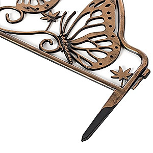 Gardenised QI004110.6 Decorative Butterfly Design Fence Garden Edging Landscape Border Path Panel, Pack of 6, Bronze