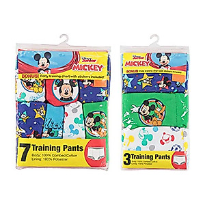 Disney Boys' Toddler Mickey Mouse Potty Starter Kit with Stickers & Tracking Chart in Sizes 18M, 2T, 3T, 4T, 10-Pack Training Pant