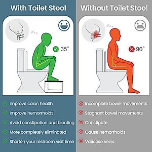 JOPSTDI Bathroom Stool,Bamboo Toilet for Bathroom,Adult and Children's Bedpan,Portable Squatting Pan with Dual Anti Slip Design,Stain,Scratch,CrackProof(Black)