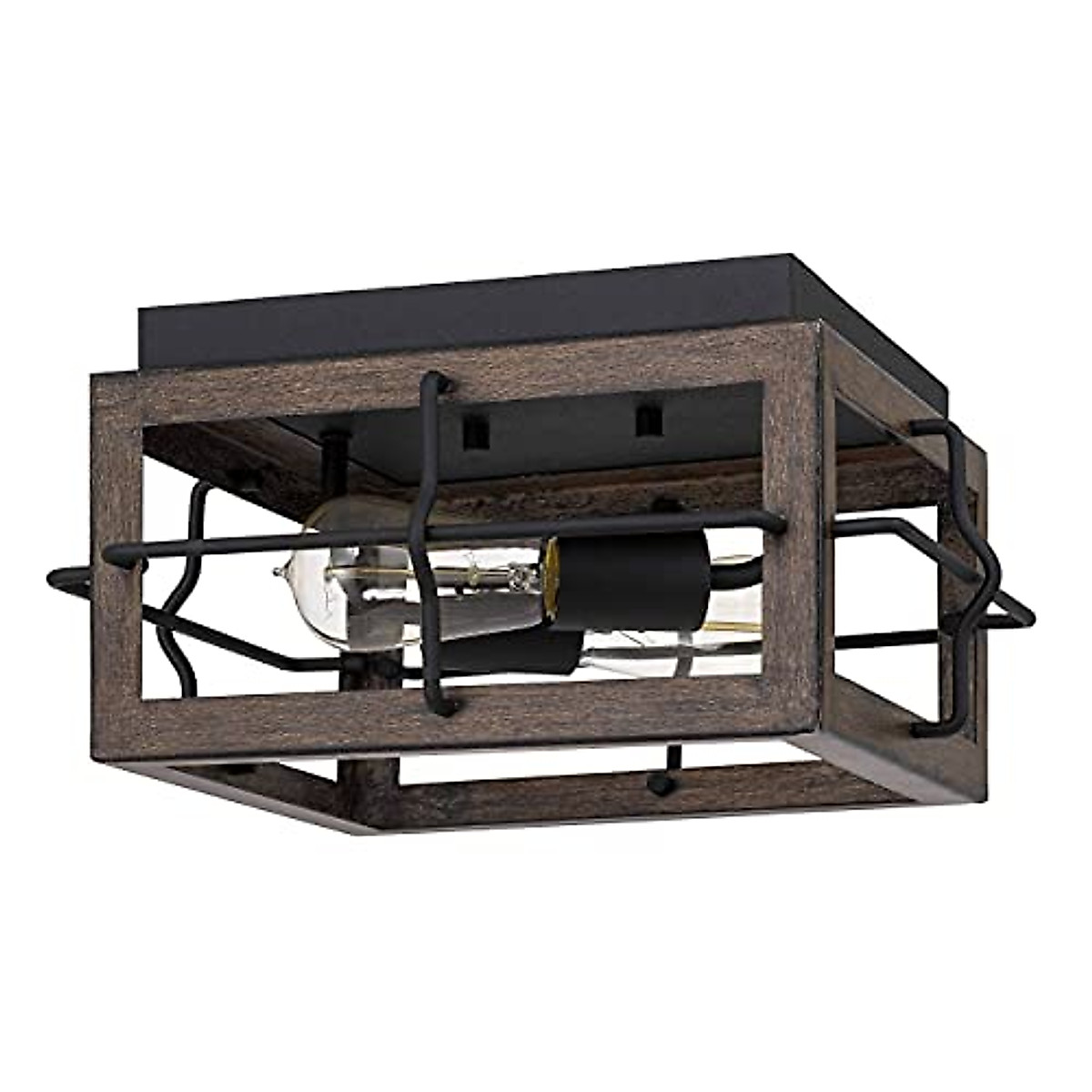 Tawson Amos Modern Farmhouse 2-Light Flush Mount Ceiling Light with Wood Shade for Hallway, Entryway, Passway, Dining Room, Bedroom, Garage, Kitchen Island, Balcony Living Room