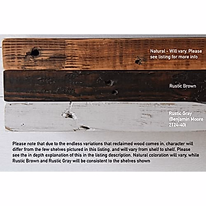 Urban Legacy Deep Floating Shelves | Reclaimed Barn Joist Deep Floating Shelves with Low Profile Brackets | High Weight Capacity (48" x 11" x 2.5", Natural)