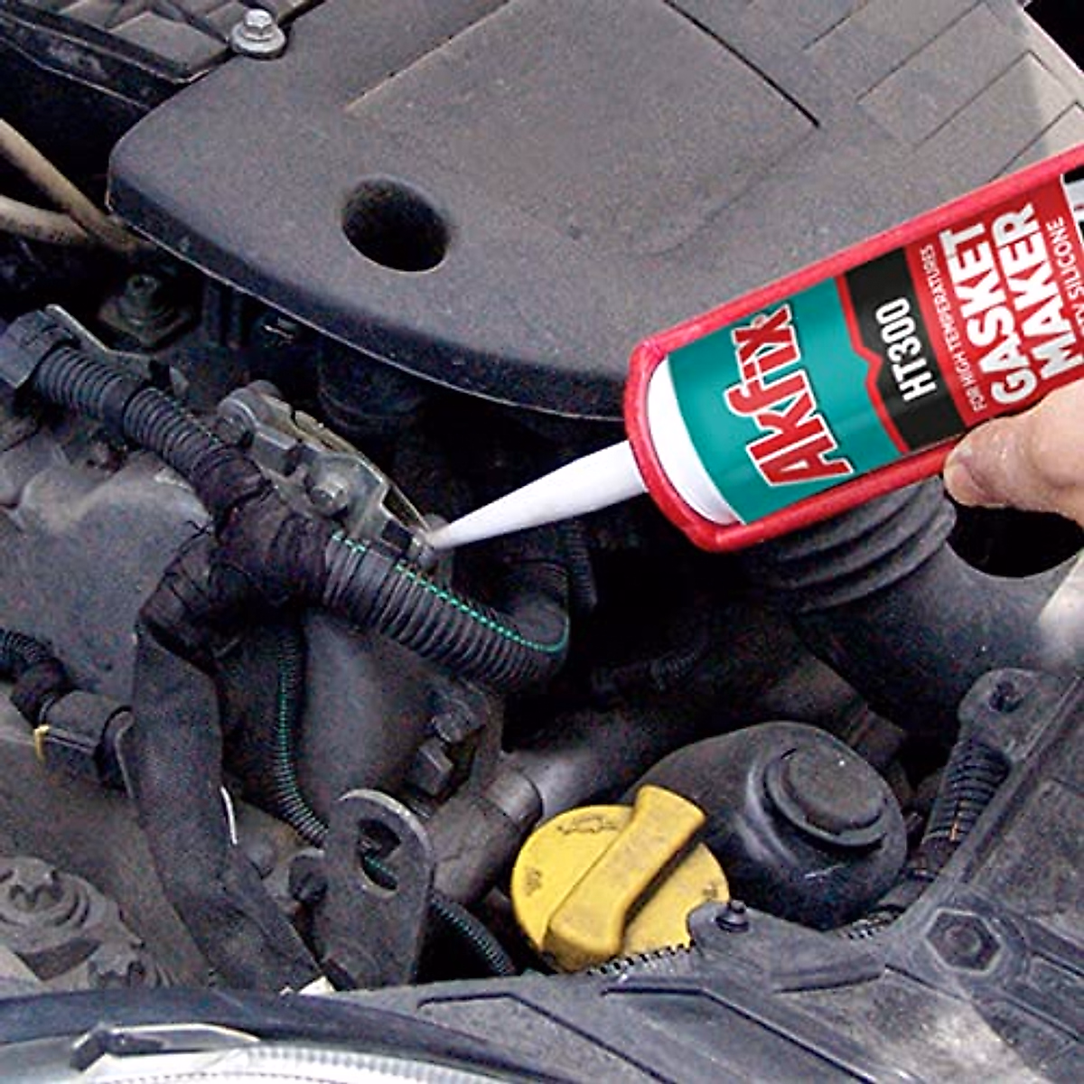 Akfix HT300 High Temp Silicone Sealant - RTV Gasket Maker, High Heat Silicone Sealant, Waterproof Seam&Gasket Sealer for Automotive, 100% Silicone Flexible Gap Filler | 1-Pack, 10.5 Oz. Red