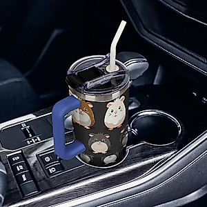 Cartoon Guinea Pigs Insulated Tumbler with Lid And Straw Stainless Steel Travel Coffee Mug 40oz Deep Blue-style