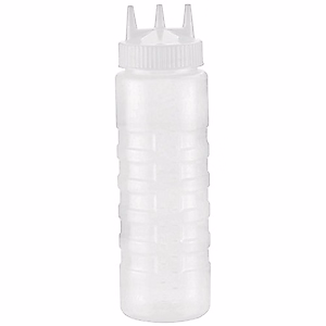 24 oz Clear Plastic Squeeze Bottle with White Tri Tip Top