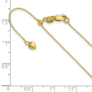 IceCarats 14K Yellow Gold Adjustable 0.55mm Box Link Chain Necklace 22 inch
