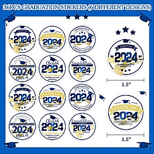 WhatSign 36Pcs Class of 2024 Graduation Stickers Labels 1.5" Graduation Gift Tags Stickers Graduation Presents Labels Stickers for Envelope Seal Cards Boxes Gift Wrap Party Favors Decorations