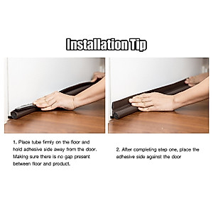 deeTOOL MAN Door Draft Stopper 36" : One Sided Door Insulator with Hook and Loop Self Adhesive Tape Seal Fits to Bottom of Door/Under Door Draft Stopper (Brown)