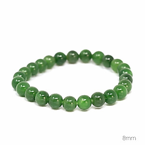 Baikalla Jewelry Natural Nephrite Jade 8 & 9.5mm Good Luck Beads Bracelet For Men & Women (9.5mm, 7.5in)