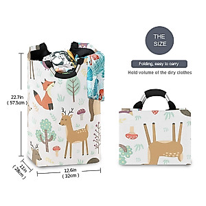 OREZI Cute Fox Animals Laudry Basket,Waterproof and Foldable Laundry Hamper for Storage Dirty Clothes Toys in Bedroom, Bathroom Dorm Room