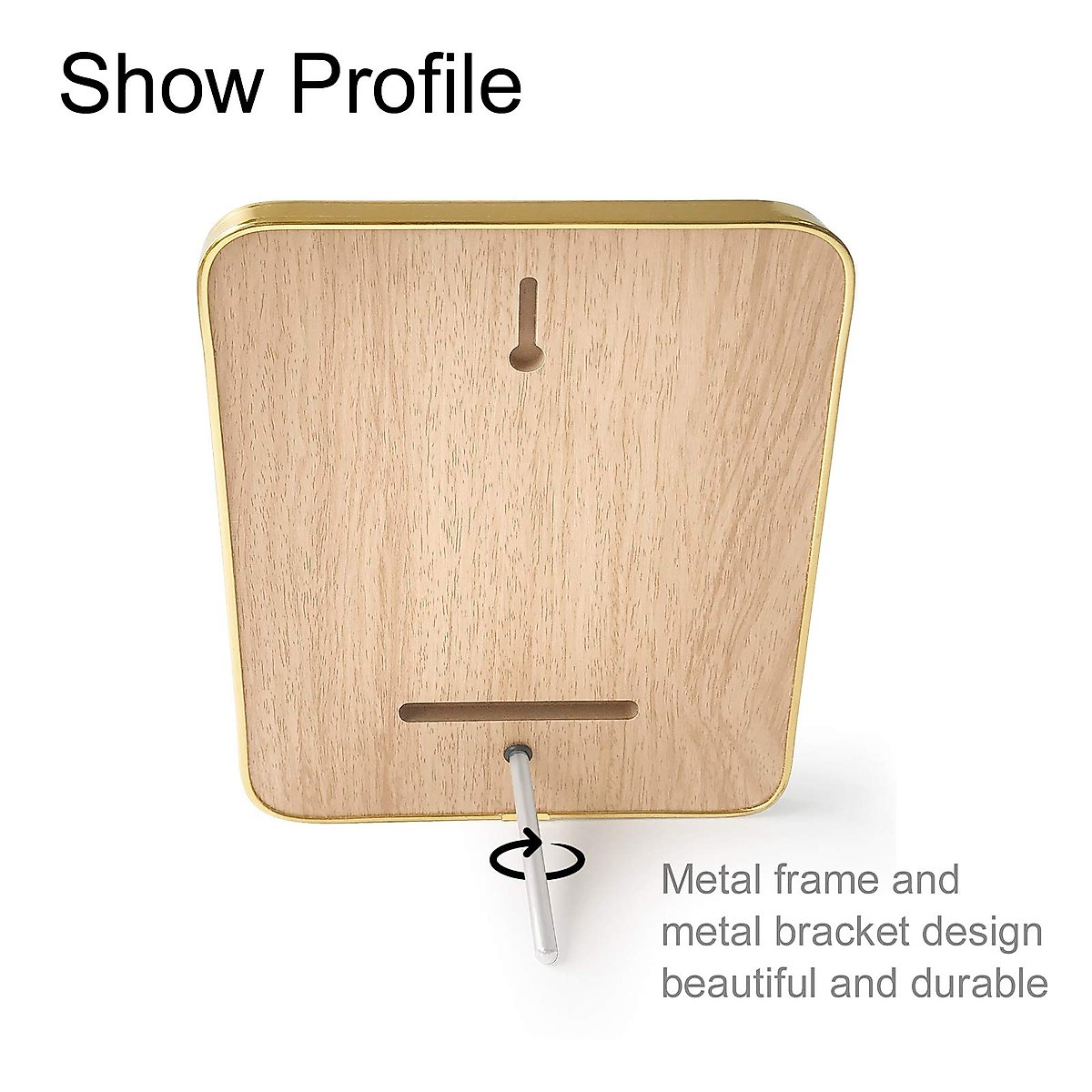 YEAKE Desk Table Stand Mirror for Make Up,Gold Hanging Wall Mirror Office with Metal Frame & Simple Bracket Can Be Assembled.(Rectangle)