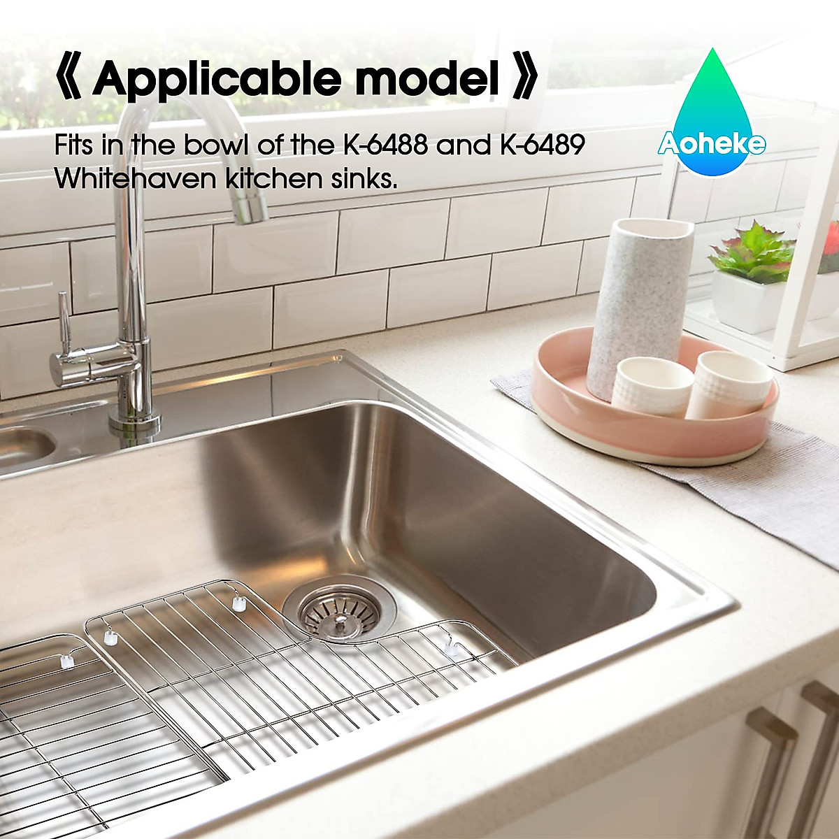 𝟮𝟬𝟮𝟯 𝙐𝙥𝙜𝙧𝙖𝙙𝙚𝙙 Sink Protector for Kohler K-6639-ST Whitehaven Bottom Basin Rack Stainless steel with 6488 Farmhouse Sink protectors compatible