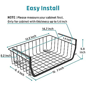 iSPECLE Under Shelf Basket and Stackable Under Shelf Basket, 6 Pack Black Wire Basket Under Shelf for Storage and 4 Pack Black Wire Storage Basket for Storage Pantry, Bundle Sales - Set o