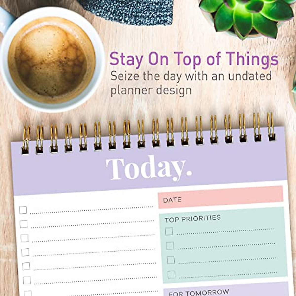 S&O Daily Planner Notepad for Productivity - 52 Page Daily To Do Planner - Undated Planner and Organizer - Daily To Do List Planner - Coiled Daily Task Planner - Daily Organizer Planner - MAUVE