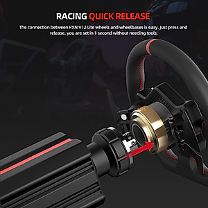 PXN V12 Lite Direct Drive Racing Wheel and Pedal, 4-Metal Paddle Shifter, Quick Release, Driving Force Leather Steering Wheel Compatible with PC, PS4, Xbox one, Xbox series s/x