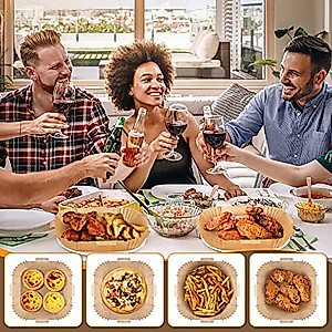 FHCXEWH Air Fryer Disposable Paper Liner 100PCS, ( 5 to 8 QT ), Oil-proof Filter, Non-stick Parchment, Liners for, Baking, Picnic, Microwave, Roasting and Cooking, 7.9*7.9*1.77, Nature