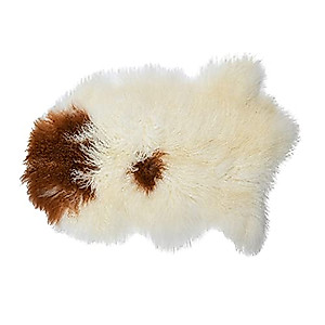 Creative Co-Op Creative Co-Op Tibetan Lamb Fur Rug, Brown and White