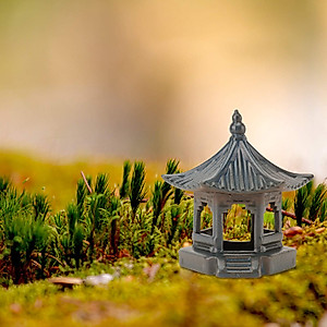 PRETYZOOM Mini Pagoda Statue Miniature Ceramic Pagoda Fairy Garden Accessories DIY Hexagon Pavilion Exotic Environments Micro Landscape Zen Garden Dollhouse Decoration