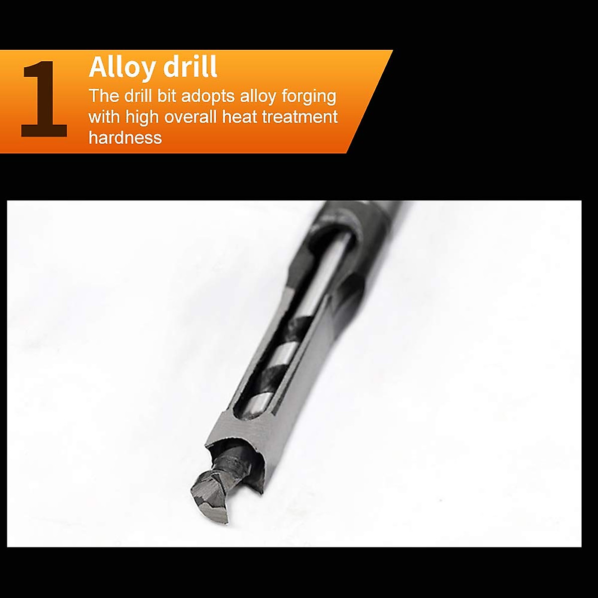 ChgImposs 16MM Woodworking Square Hole Drill Bit, Alloy Steel Wood Hole Saw Mortising Chisel Bit with Twist Drill, DIY Woodworking Countersink Bit Woodworker Hole Drilling Tool