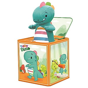 Schylling Brand Baby Dino Jack in The Box - Classic Tin Musical Popping Toy - Ages 18 Months to 4 Years