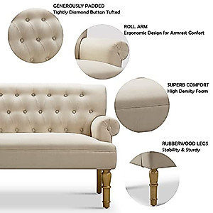 Rosevera Loveseat Sofas for Living Room Loveseat Couch for Living Room Couch in a Box Sofa para Sala Love Seats Furniture Sofa Long Couches for Living Room Settee Loveseat, Velvet, Velve Pearl Beige