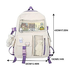 Kawaii Backpack with Kawaii Pin and Accessories Cute Kawaii Backpack for School Bag Kawaii Girl Backpack Cute (Blue)