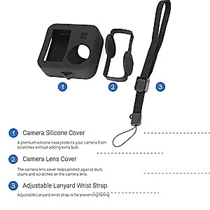 Camera Silicone Cover, Soft Silicone Lens Cover Housing, Silicon Lens Cap Protective Cover Case Replacement Accessories with Adjustable Lanyard, for Max Camera Body