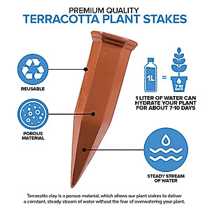 Modern Innovations Ceramic Terracotta Self Watering Spikes (10 Pack) Vacation Automatic Plant Waterer Devices, Indoor/Outdoor Planter Insert, Terra-Cotta Stakes for Potted Plants, Auto-Water System