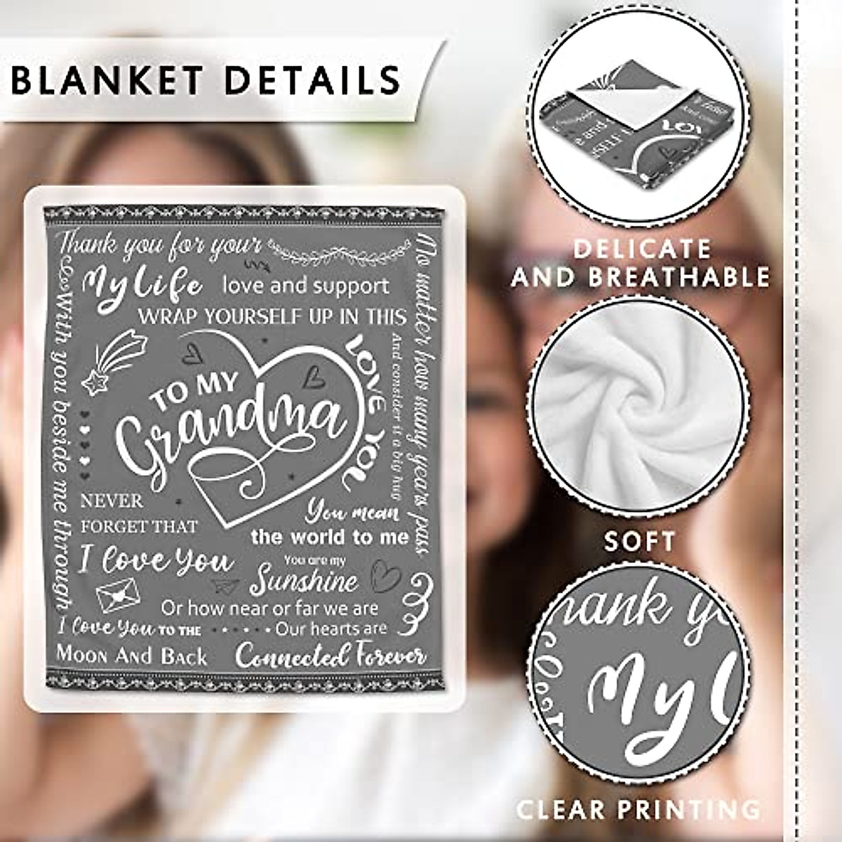 Gifts for Grandma, Grandma Mothers Day Birthday Gifts for Nana Soft Flannel Blanket, Grandmother Gifts from Grandchildren, Grandma Gifts for Mothers Day, The Best Grammy Ever Gifts (60” x 50”)