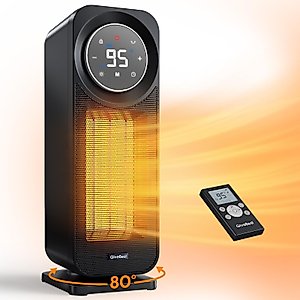 Givebest Touch Panel Space Heaters for Indoor Use, 1500W Fast Heating Electric Heater with Remote, 5 Modes, Quiet and Night Light, Thermostat Control, Ideal for Bedroom, Office