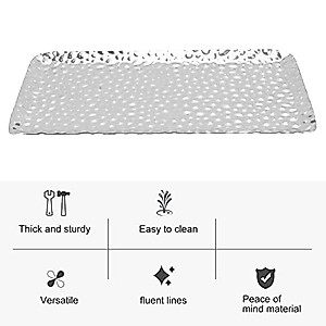 Hammered Rectangular Tray, Hammered Tray Odorless Exquisite Decoration for Bathroom(Silver)