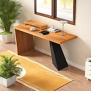 ChicFurnit Rectangular Computer Home Office Desk, Teak