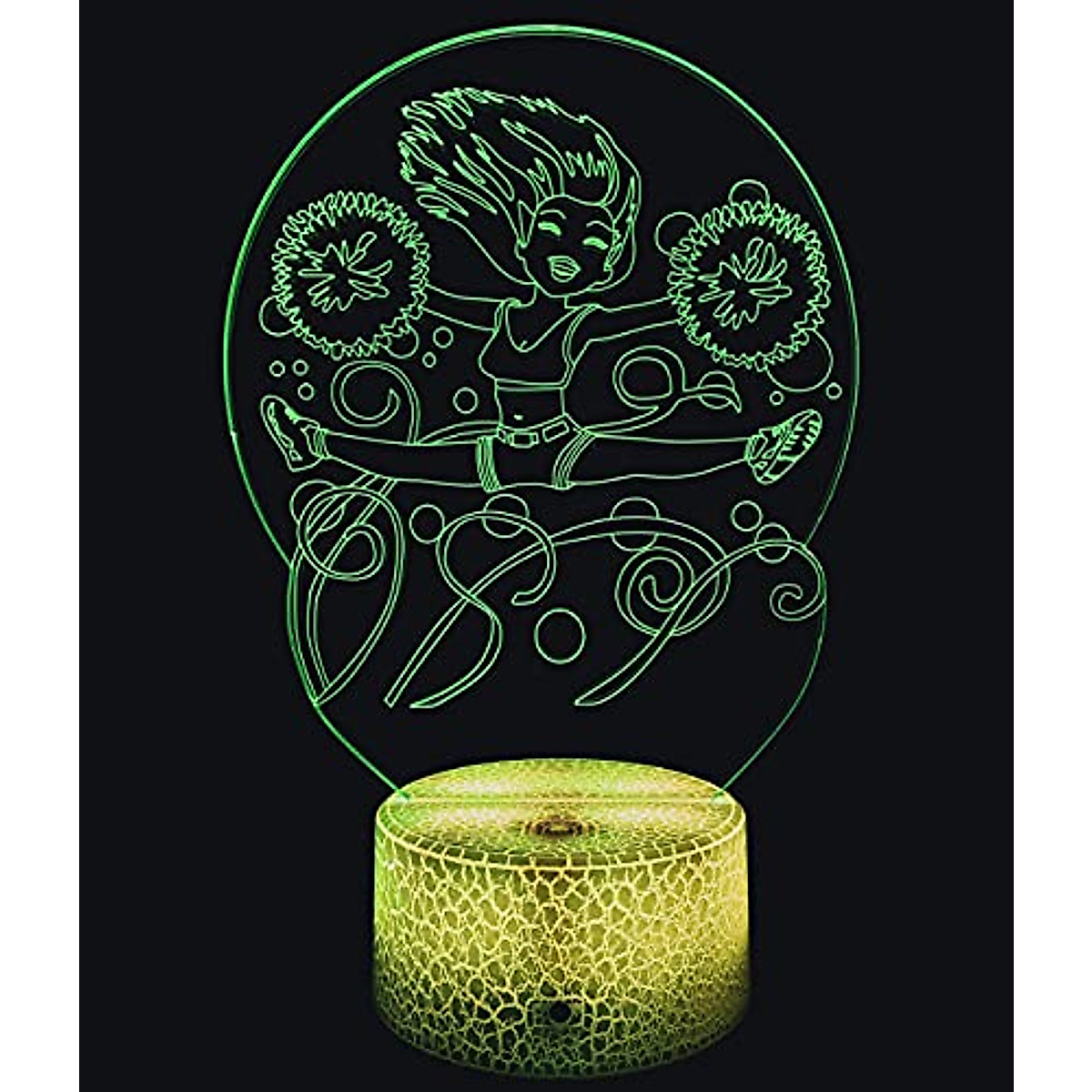 YTDZLTD Optical Illusion 3D Cheerleader Night Light 16 Colors Changing USB Power Remote Control Touch Switch Decor Lamp LED Table Desk Lamp