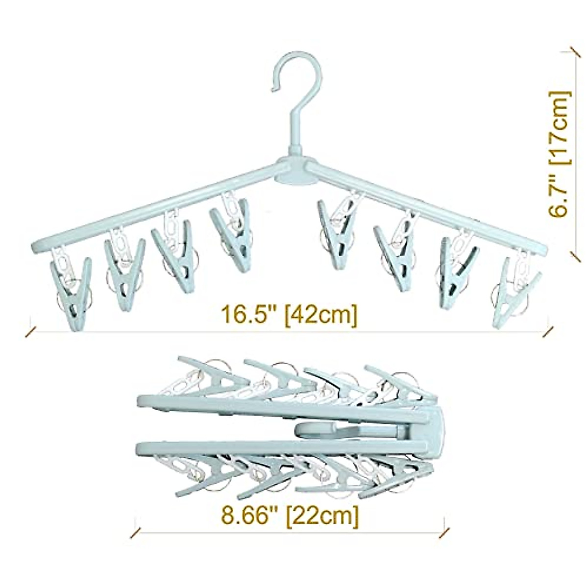 Fineget Collapsible Travel Shorts Skirt Shirt Socks Hangers with Clips Foldable Pants Clothes Plastic Suit Hangers Non Slip Closet Blue Organizer Retail Displays