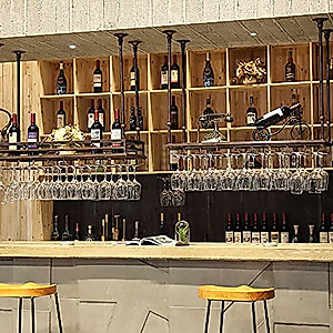 Hanging Wine Rack, Wine Glass Hanger, Household Wine Holder, Wrought Iron Bar, Height Adjustable Wine Storage Shelf (Color : C, Size : 100 * 35CM)