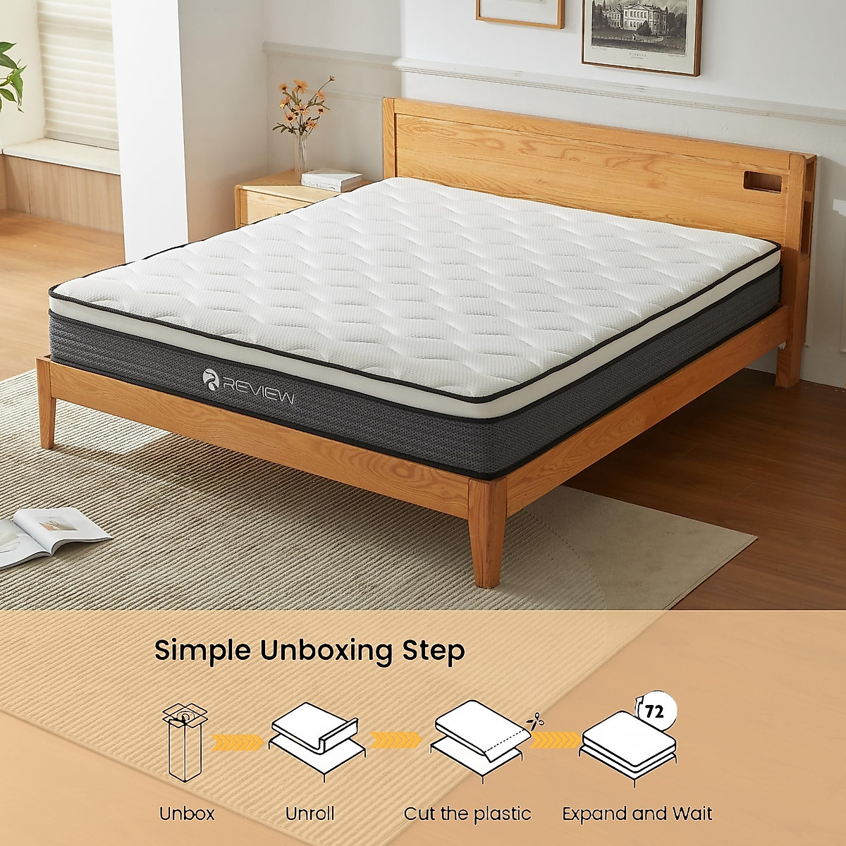 Review King Mattress, 10 Inch King Size Mattress in a Box,Memory Foam Hybrid Mattress,with Individual Pocket Spring for Motion Isolation & Silent Sleep, Pressure Relief,Medium Firmness.