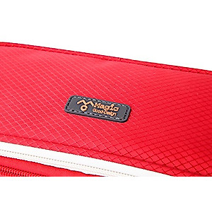 Large Capacity Double Zipper Pencil Case Bag Pen Pouch (Red, Red)