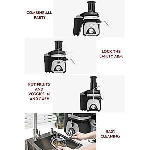 AZEUS Centrifugal Juicer Machines, Juice Extractor with Germany-Made 163 Chopping Blades (Titanium Reinforced) & 2-Layer Centrifugal Bowl, High Juice Yield, Easy to Clean, Anti-Drip,100% BPA-Free