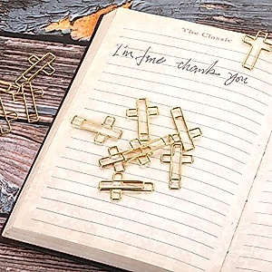 60Pcs Cross Paper Clips Metal Journaling Paper Clamps Bible Study Supplies Gold Paperclips Holder Office Paper Clamps for Document Files Christian Bookmark Coworker Teacher Gifts Bible Accessories
