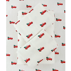 LAMANNI Printed Flannel Sheet Set - Soft, Warm, Moisture Wicking - Bedding Set (Twin, Tree Truck)